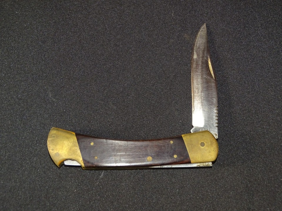 Vintage Ka-Bar folding knife single blade in leather sheath 3 3/4" blade | eBay