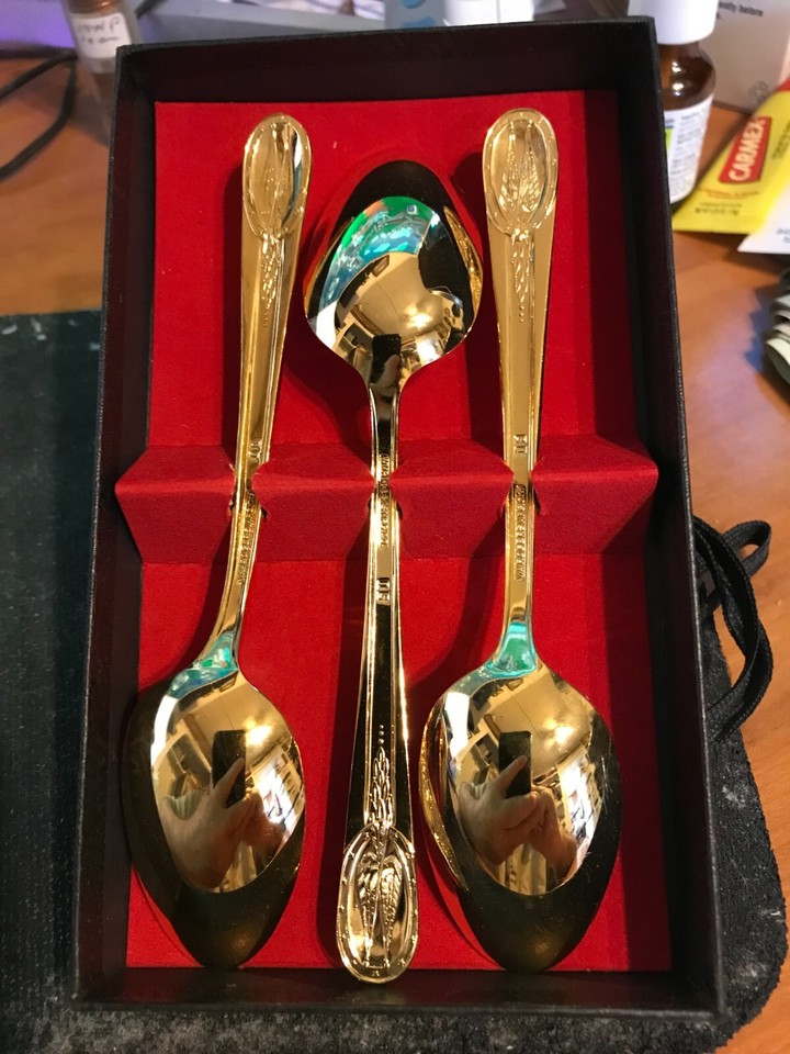 Vintage Presidential 3-Spoon Set WM Rogers IS Gold Plated | eBay