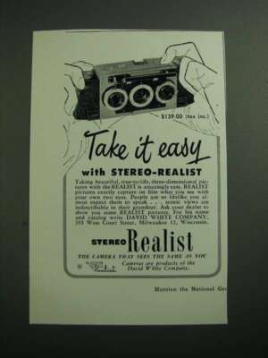 1953 Stereo Realist Camera Ad - Take it Easy | eBay