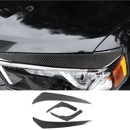 4x Carbon fiber Headlight Eyebrow Eyelid Sticker Trim For Toyota ...