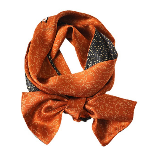 100% Satin Silk Scarf 55x6" Women neckerchief Shawl Wrap floral orange HD100 | eBay