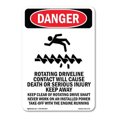 Rotating Driveline ANSI Danger Sign Metal Plastic Decal | eBay