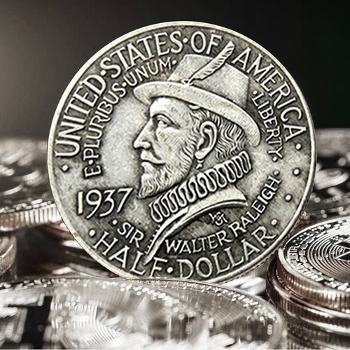 1937 ROANOKE Sr Walter Raleign COMMEMORATIVE Silver Half Dollar Coin | eBay