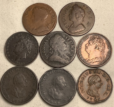 Lot of 8 One Farthing Coins of the 1700s United Kingdom | eBay