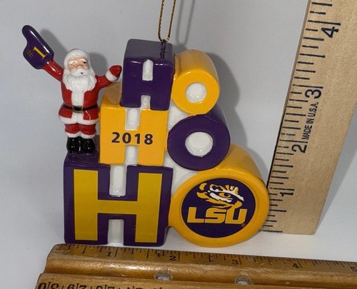 DANBURY MINT 2018 LSU TIGERS PORCELAIN “SANTA HO HO HO” MERRY CHRISTMAS ...