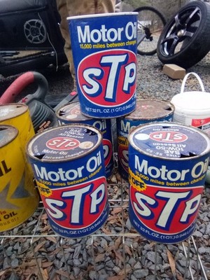 STP Motor Oil Advertising Cans Blue Red White Gas & Oil Theme | eBay