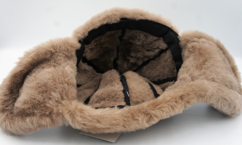 100% Sheepskin Shearling Leather Hat Trapper Ushanka Hunting M-3XL ...