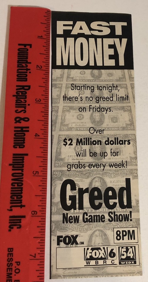 Greed Game Show Fox Tv Guide Print Ad Fast Money TPA21t | eBay