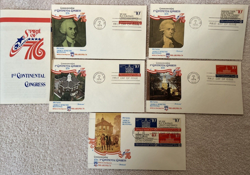 Set of 5 US FDC 1974 1st Continental Congress First Day Covers Color ...