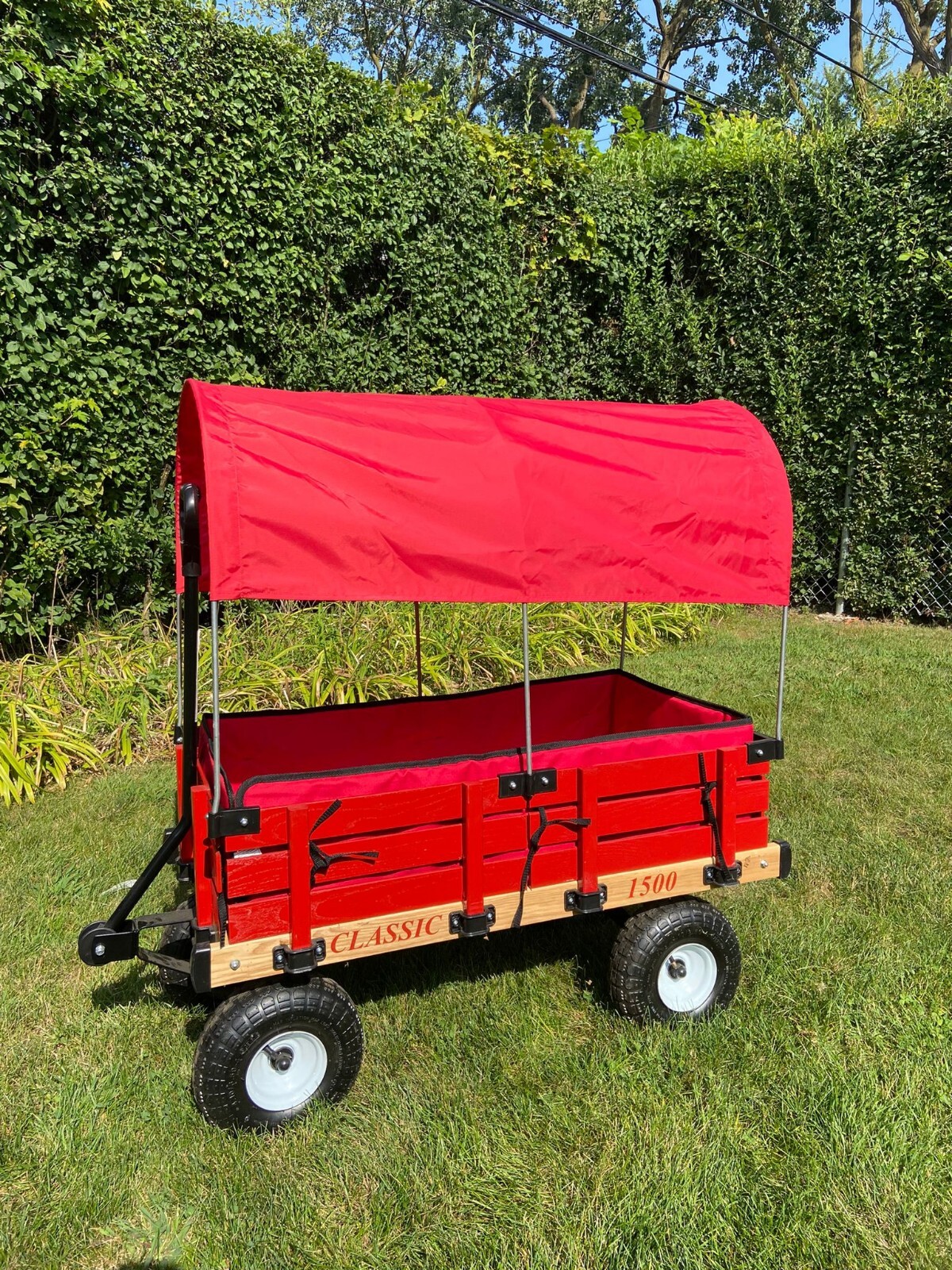 Millside Classic Wooden Wagon with canopy, kid's/children's wagon | eBay