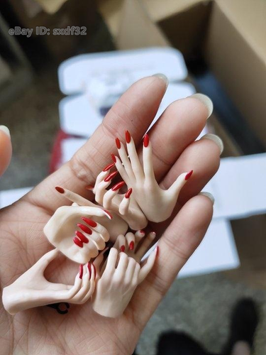 1:6 Nail Finger Hands Shape Props Replaceable Fit 12in Female Pale ...