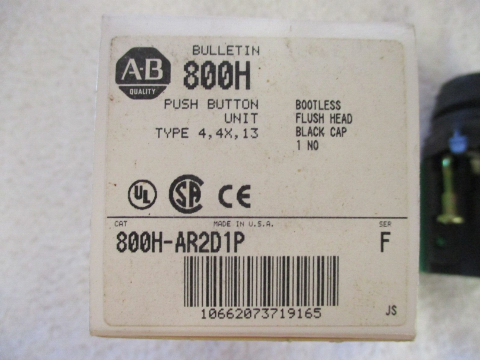 NIB Allen Bradley Bulletin 800H Flush Head Push Button Black 800H ...