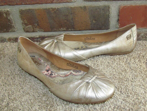 Born Women Lily Ballet Flats Metallic Gold Leather Slip On Shoe Sz 6.5 ...
