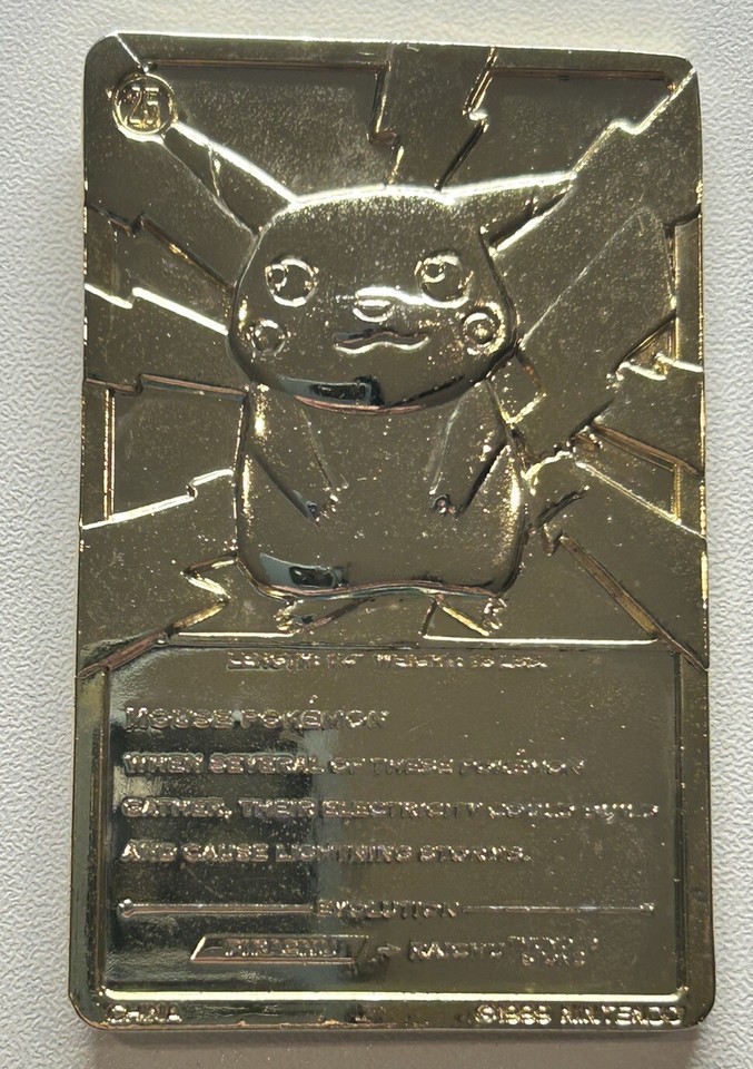 Vintage Pokemon Burger King 24K Gold-Plated Pikachu Trading Card 1999 ...