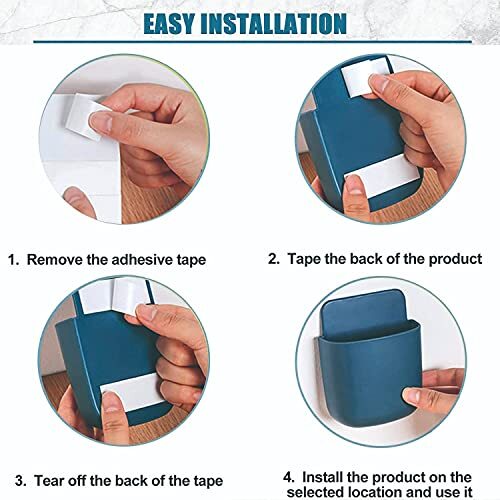 Remote Control Holder Set of 4 Sticky Wall Mount Storage Box Wall Phone ...