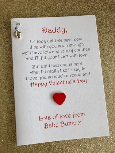 Charm Valentine's Day Card personalised Daddy to be Baby Bump 1st First ...