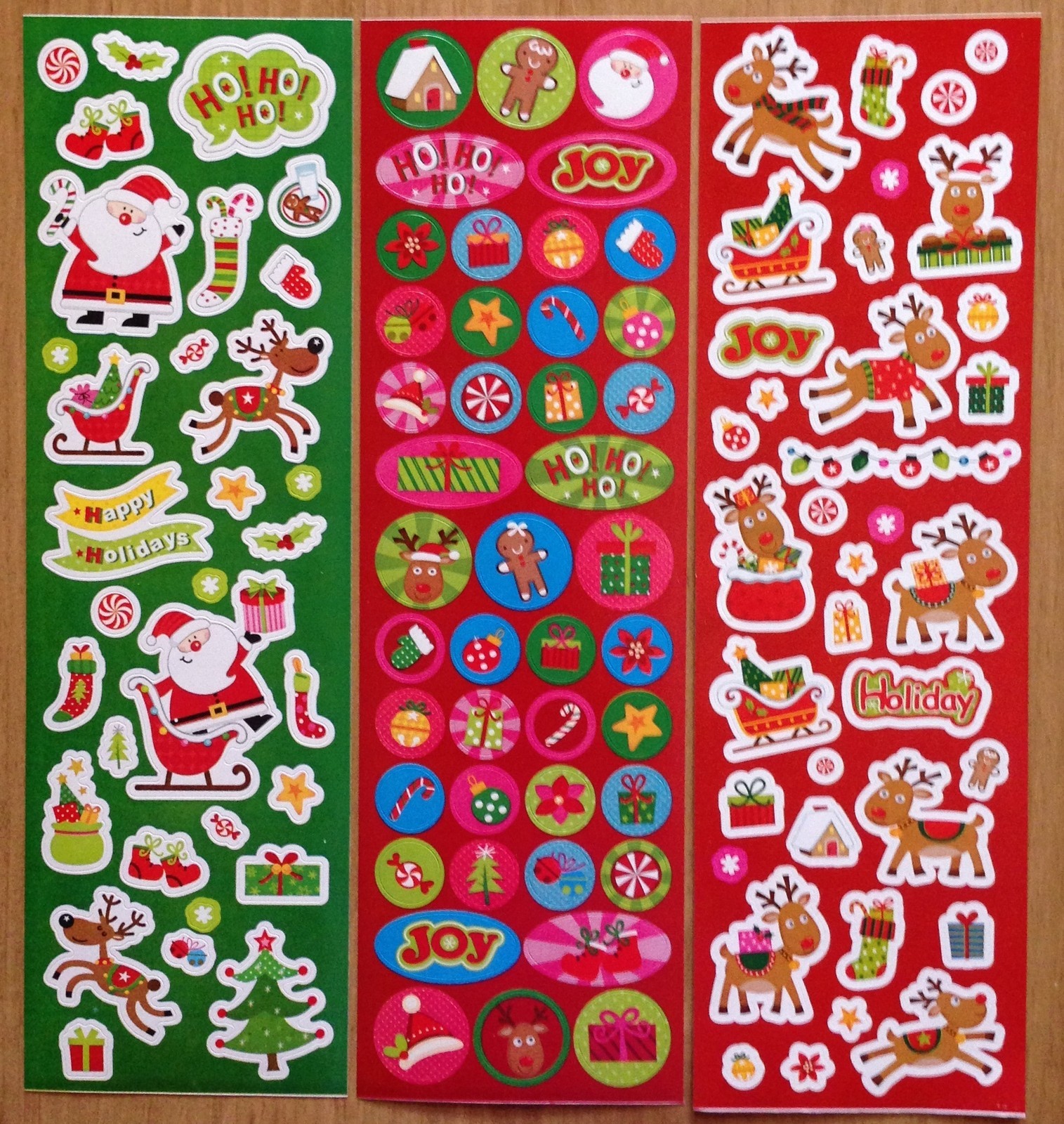 3 sheets Recollections Christmas XMAS Stickers Reindeer Santa Claus ...