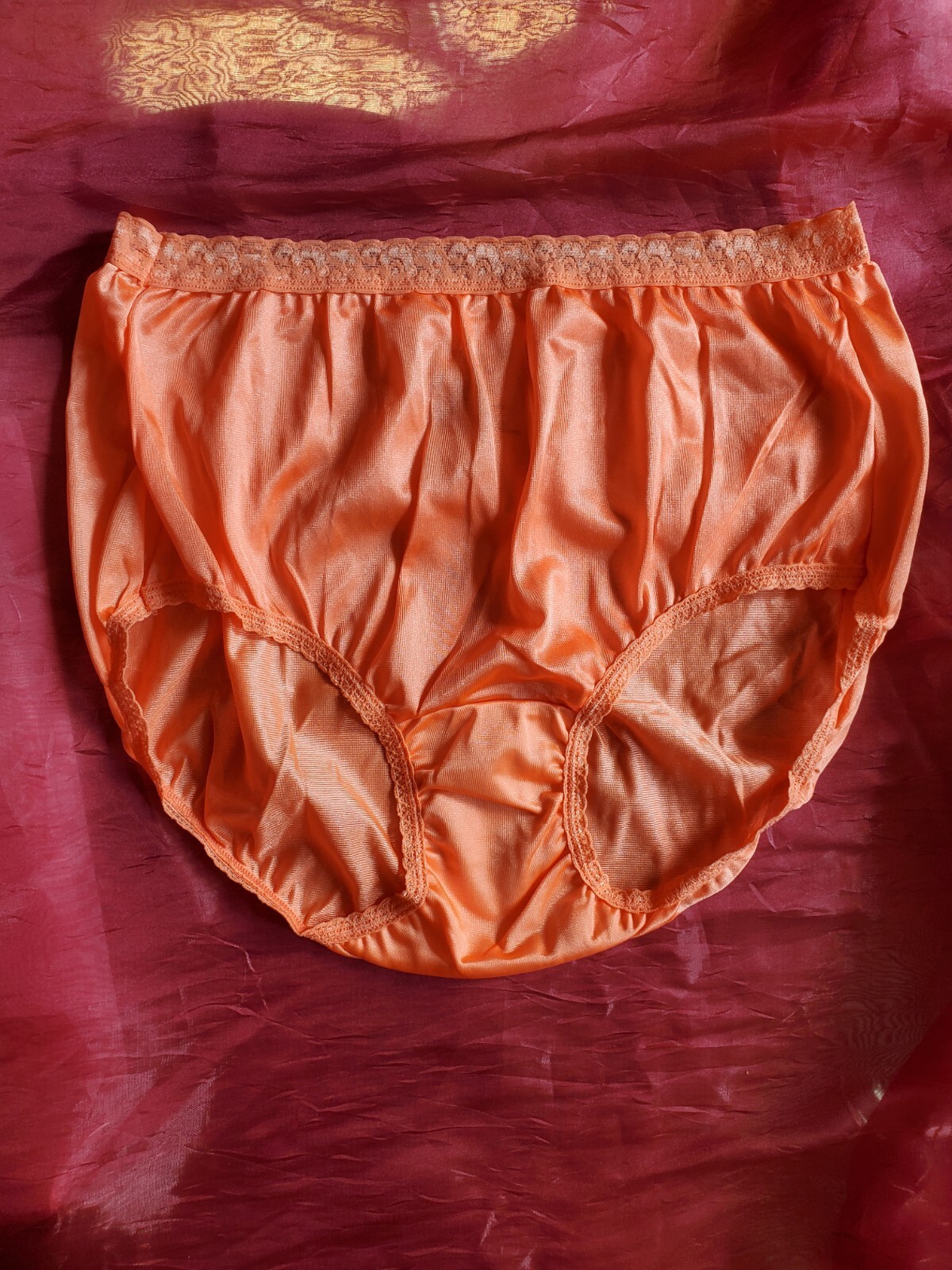 Vtg Sheer Panties Shiny Silky Lace Nylon Gusset Sz 8XL Sissy Sexy ...