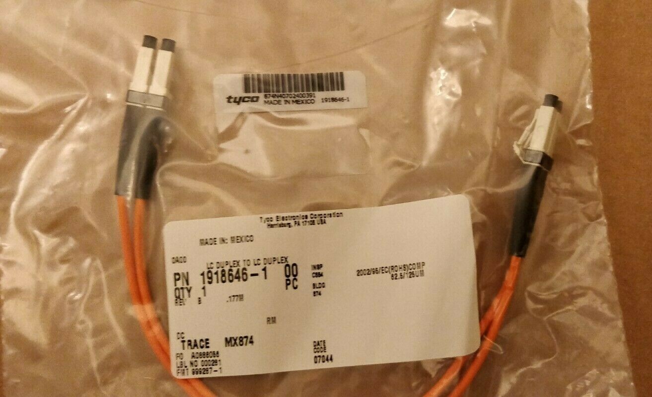 (3pcs) Tyco LC Duplex to LC Duplex Fiber Optic Cable 62.5/125UM (1FT ...