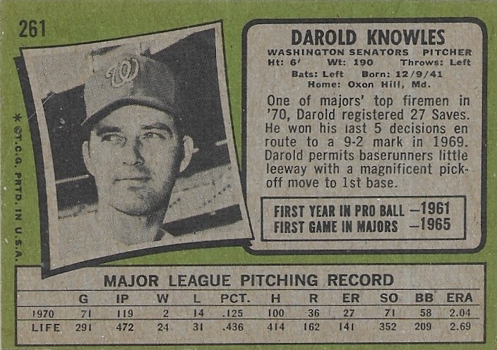 Darold Knowles Topps 1971 (2717) | eBay