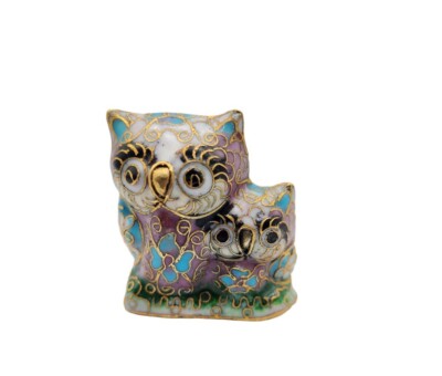 Vintage Chinese Cloisonne Miniature Double Owls Figurine 1.5" Owl ...
