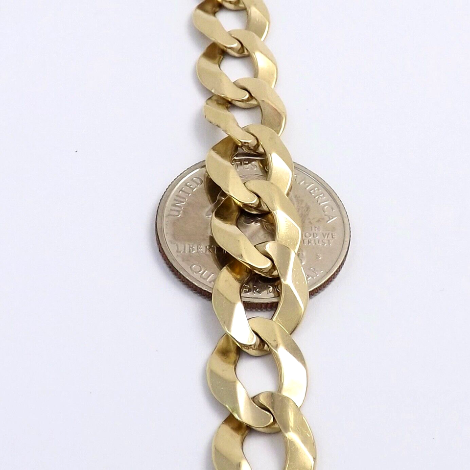 Solid 10k Gold Cuban Curb Link Chain Necklace 417 Italy 27in Heavy Mens ...