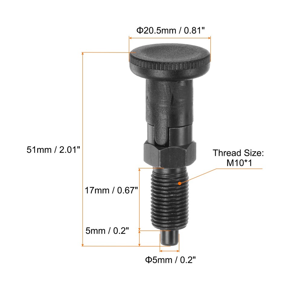 3pcs Push Fit Ball Nose Spring Plunger M10x1 Thread 5mm Pin Self ...