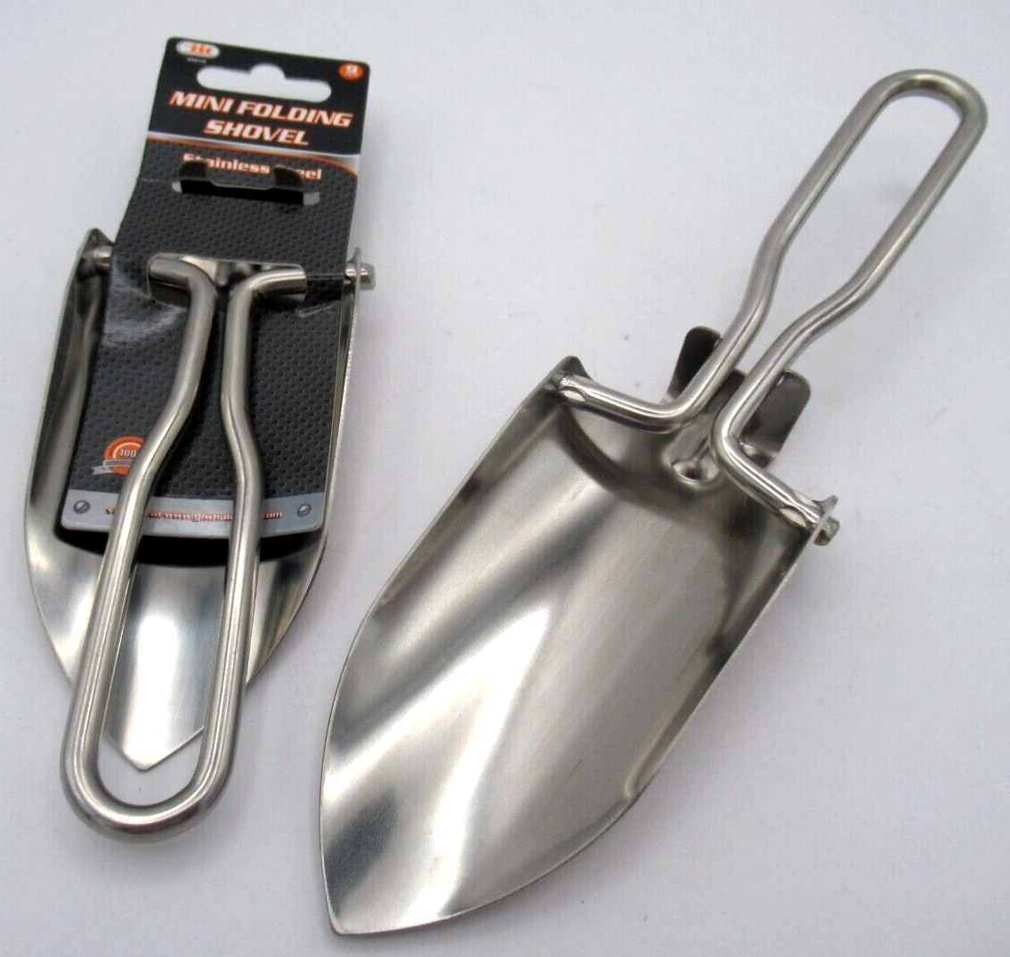 2 Pack of IIT Stainless Steel Mini Folding Shovels 9 Inch Gardening ...
