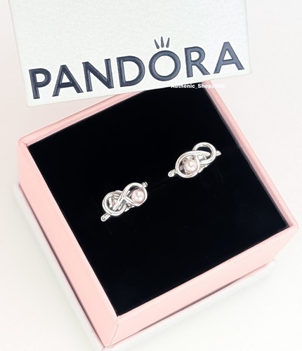 New 100% Authentic PANDORA 925 Pink Pearl Infinity Knot Stud Earrings ...