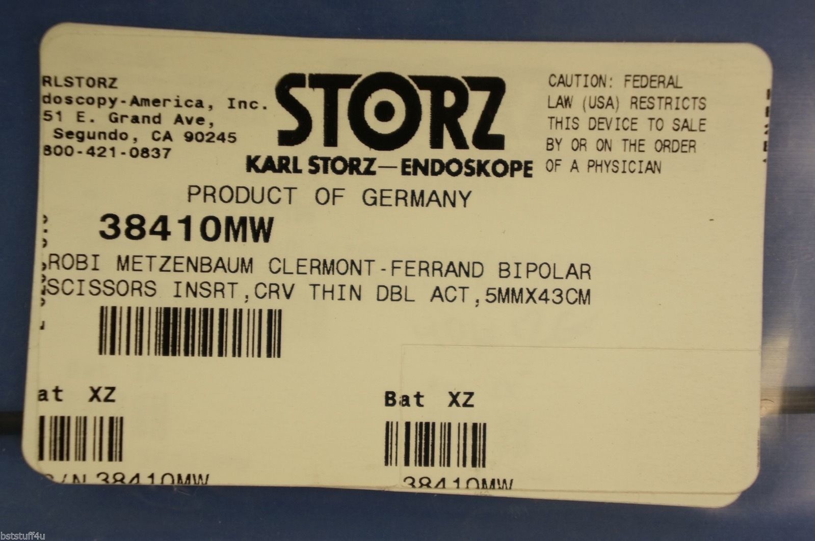 Karl Storz 38410MW Robi Metzenbau, Clermont-Ferrand Bipolar Scissors ...