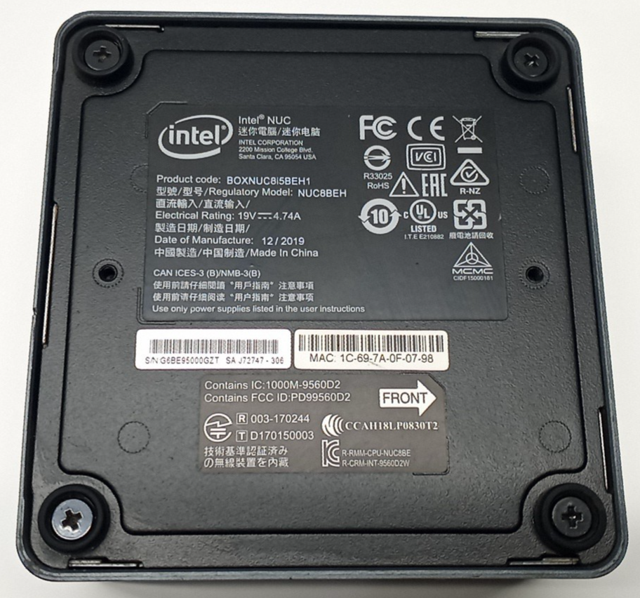 Intel NUC8i5BEH1 Mini PC i5-8259U@2.30GHz 8GB RAM 240GB M.2 No OS CB714 ...