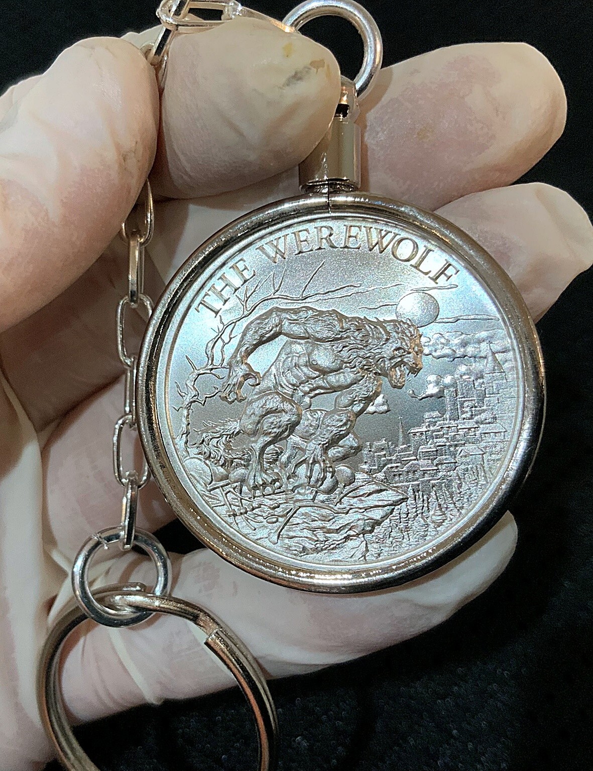 The Werewolf (Silver Bezel) 1 Oz. 0.999 (BU) Silver Coin Keychain (39MM ...