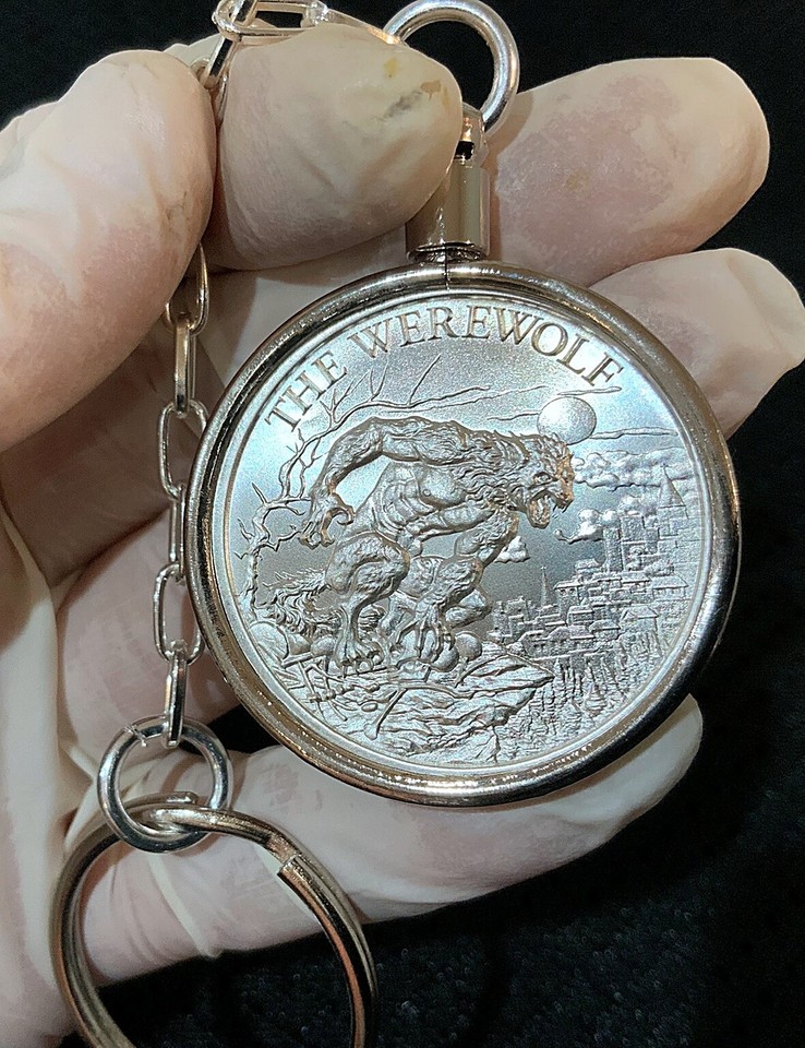 The Werewolf (Silver Bezel) 1 Oz. 0.999 (BU) Silver Coin Keychain (39MM ...