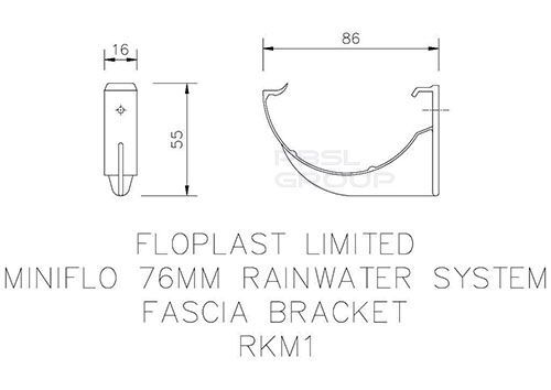 FloPlast Miniflo RKM1BL Black 76mm Gutter Bracket Shed Porch Fascia ...
