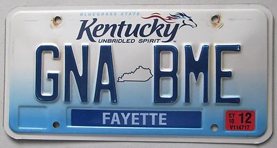 Kentucky 2010 VANITY License Plate GONNA BE ME | eBay