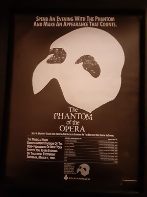 The Phantom Of The Opera Original Broadway Charity Show Promo Poster Ad ...