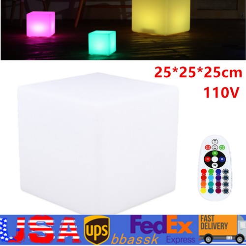 10" LED Light Cube RGB Color Changing Remote Control Cube Lamp Home Bar ...