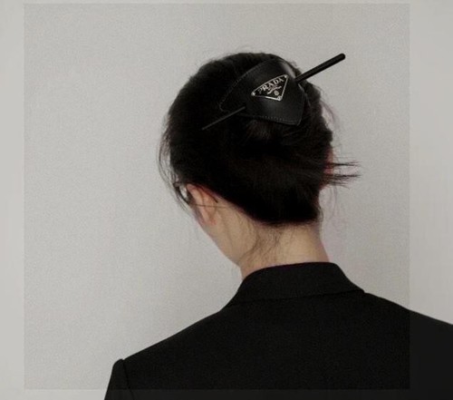 Prada Triangle Logo Hair Pin Black | eBay