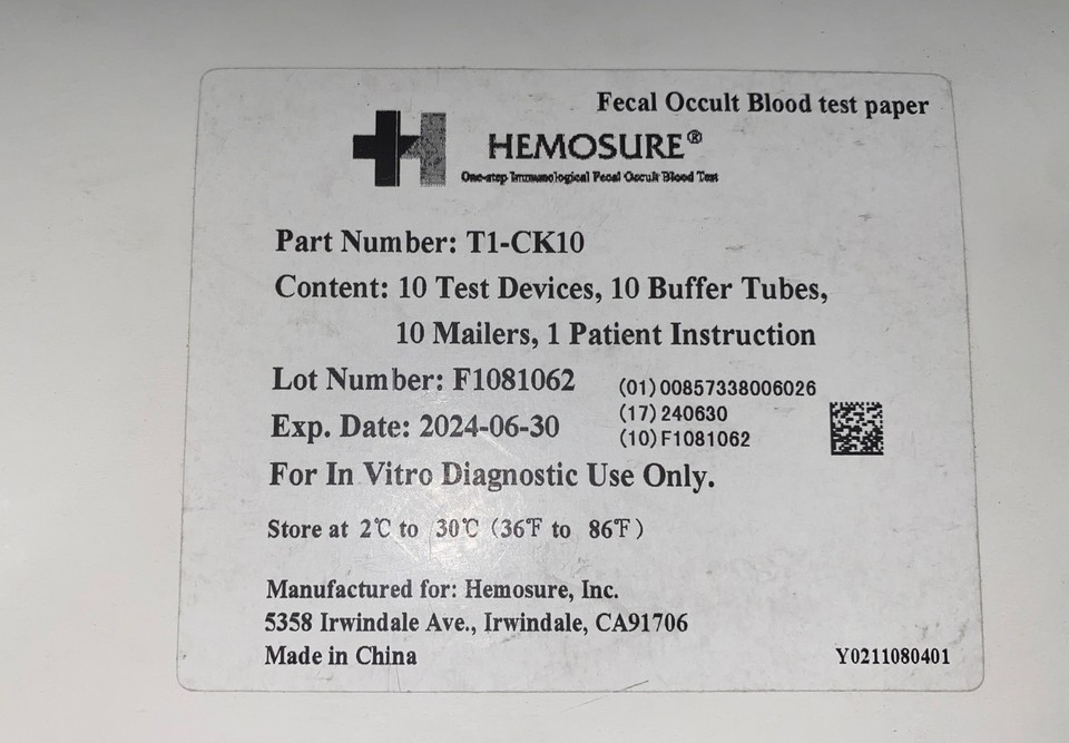 Hemosure Immunochemical Fecal Occult Blood Test iFOBT Complete Package ...