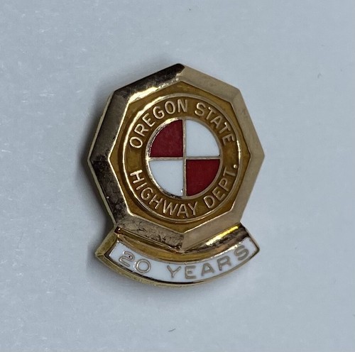 Oregon State Highway Department Service 20 Years 1/10 10k Gold Lapel ...