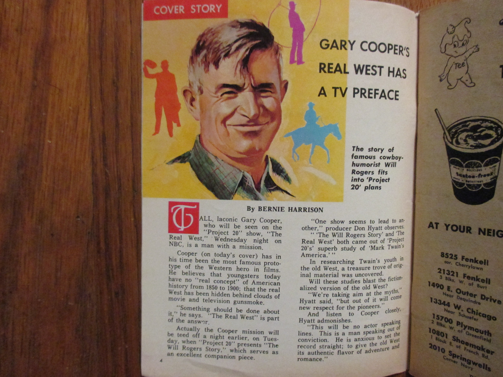 March-1961 Detroit TV Magaz(SHIRLEY BONNE/GARY COOPER/RAYMOND MASSEY ...