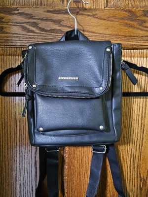 Rampage Backpack Purse Black Vegan Leather Zipper Accent Adjustable ...