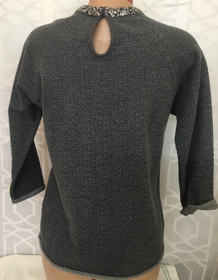 Majesticfilatures Top Gray Cotton Blend Jeweled Collar NWT $298 Size 1 ...