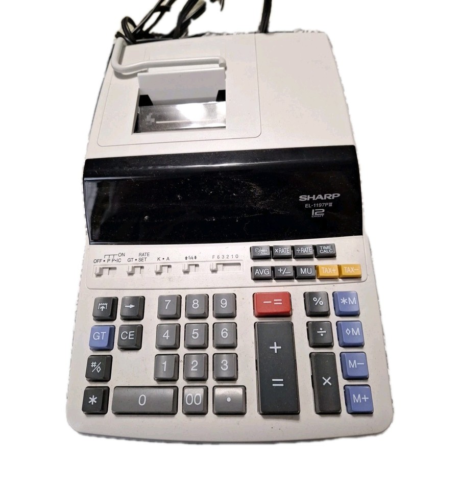 Sharp Electronic Printing Calculator 2 Color EL-1197P III 12 Digit ...