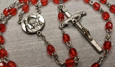 Vintage Rosary Saint Pope John Paul II Red Beads Christian A1 | eBay