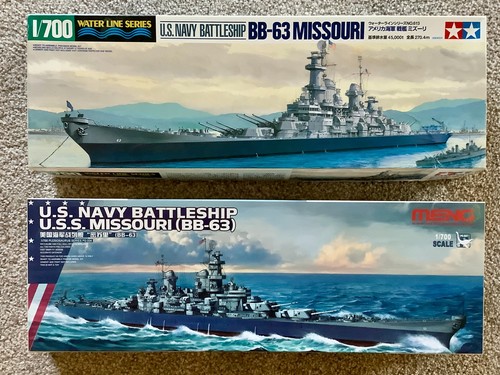 USS Missouri (BB-63) 1/700 Ship Models lot of 2 (kits by Tamiya, Meng ...