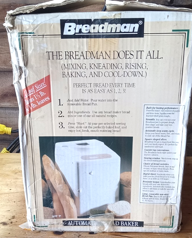Breadman Automatic Bread Maker 120V White TR441 Mixes Kneads Bakes NEW ...