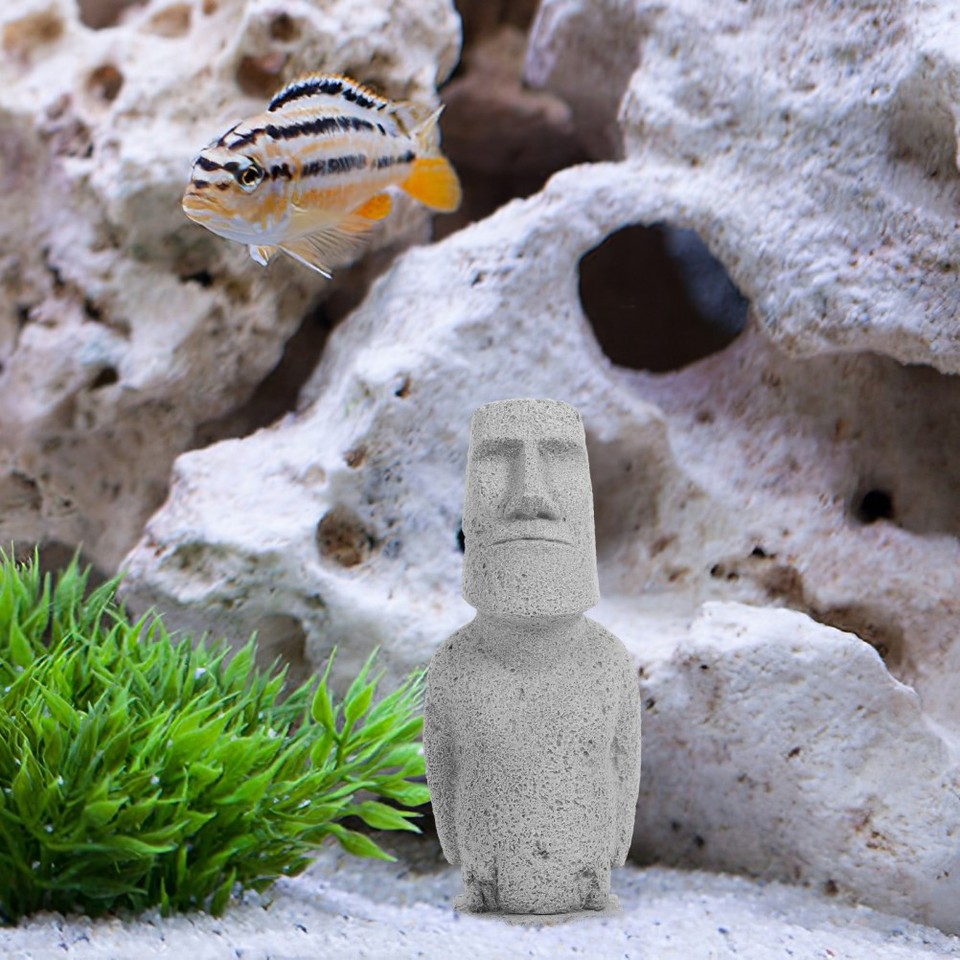 Moai Statue for Fish Tank Landscape Stone Desktop Ornament Garden ...