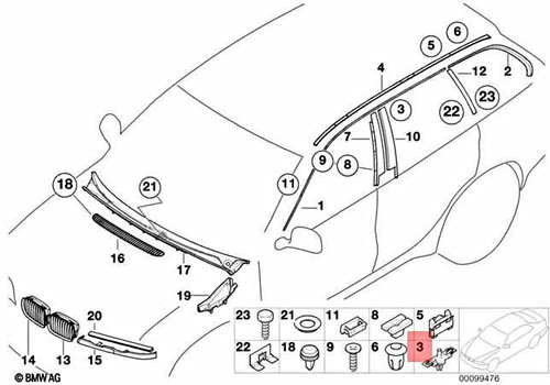 Genuine BMW E46 Sedan Wagon Clip For Roof Ledge Molding OEM 51138204858 ...