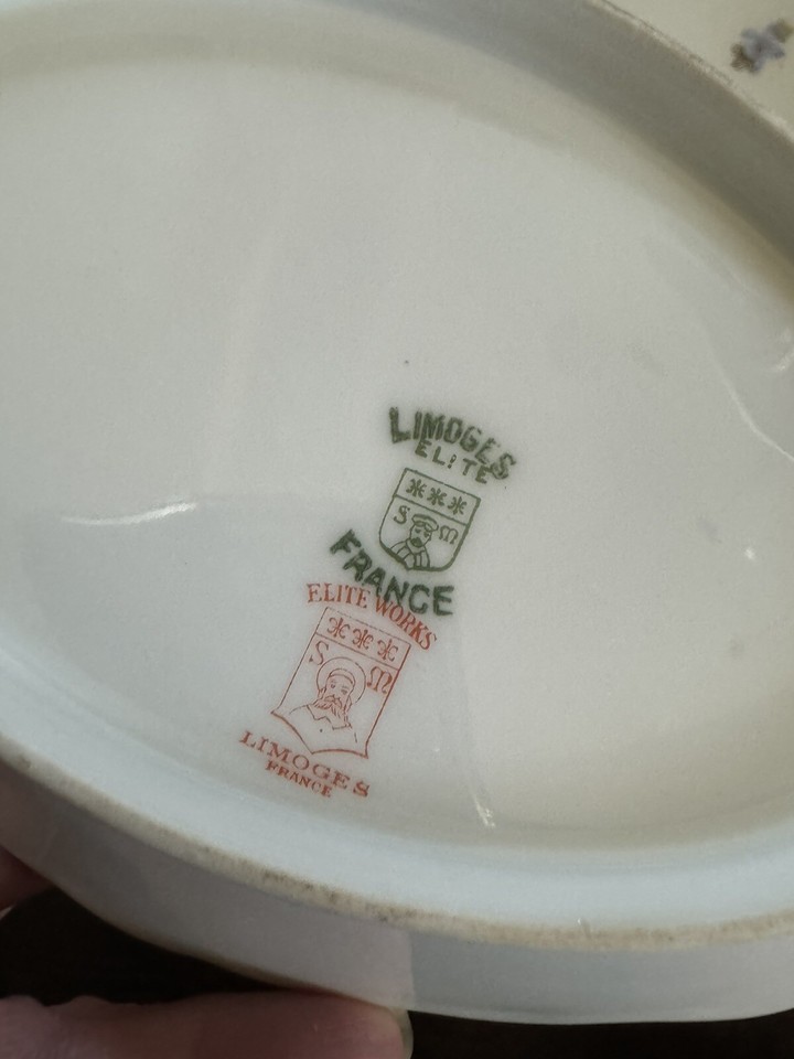 Vintage Limoges ELITE WORKS FLORAL (c.1896+) 11.5in/8in Scalloped ...